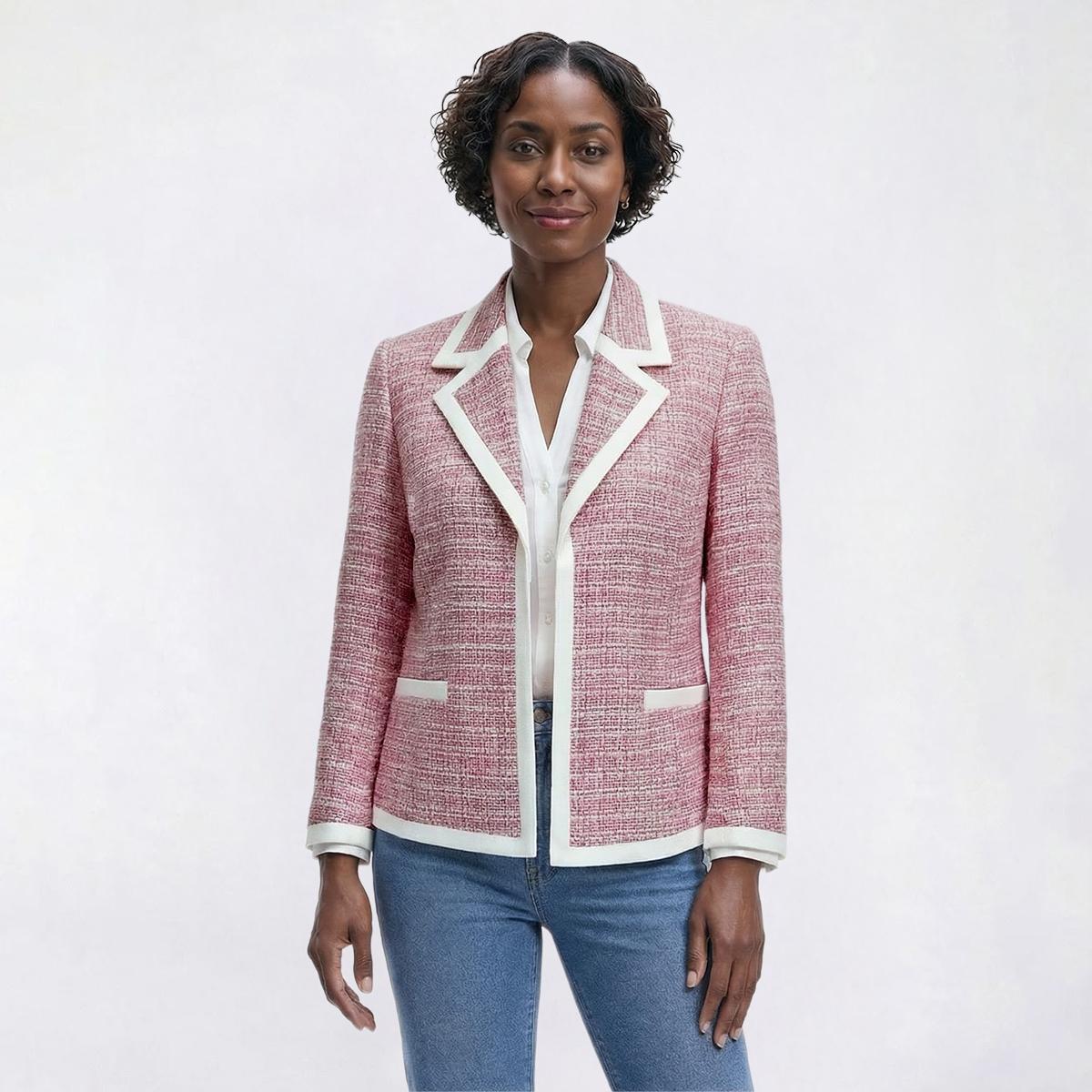 Click here for Womens Kasper Long Sleeve Notch Collar Tweed Frame... prices