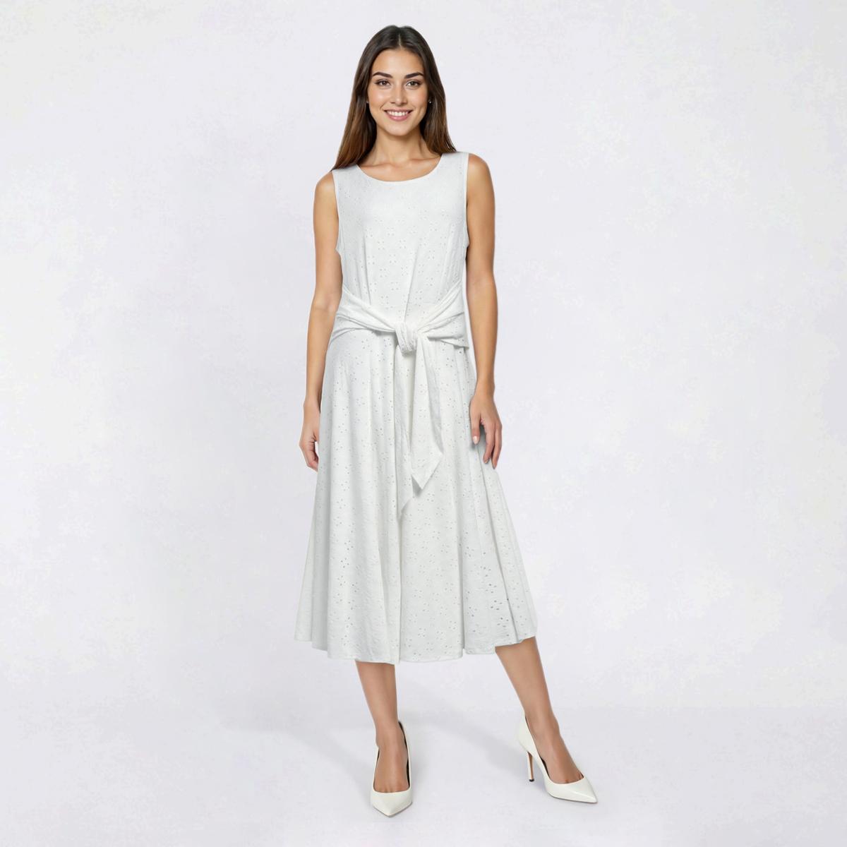 Click here for Womens Robbie Bee Sleeveless Eyelet Tie Front Midi... prices