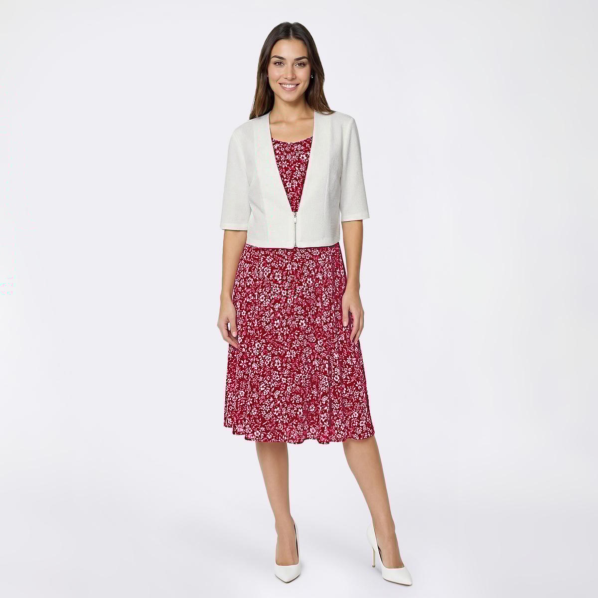 Click here for Petite Perceptions Short Sleeve Floral Zip Jacket... prices