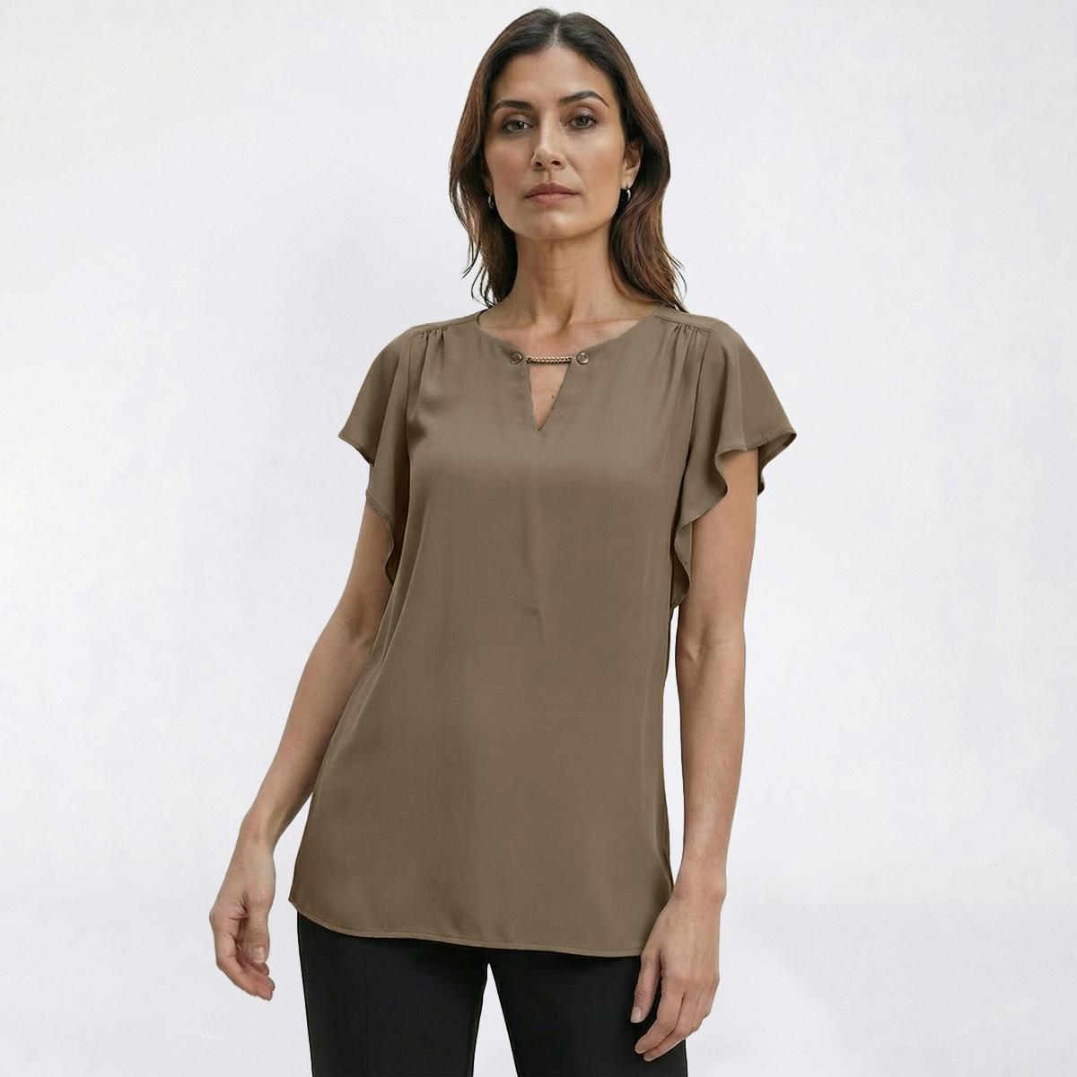 Click here for Womens Sara Michelle Ruffle Sleeve Keyhole Neck Do... prices