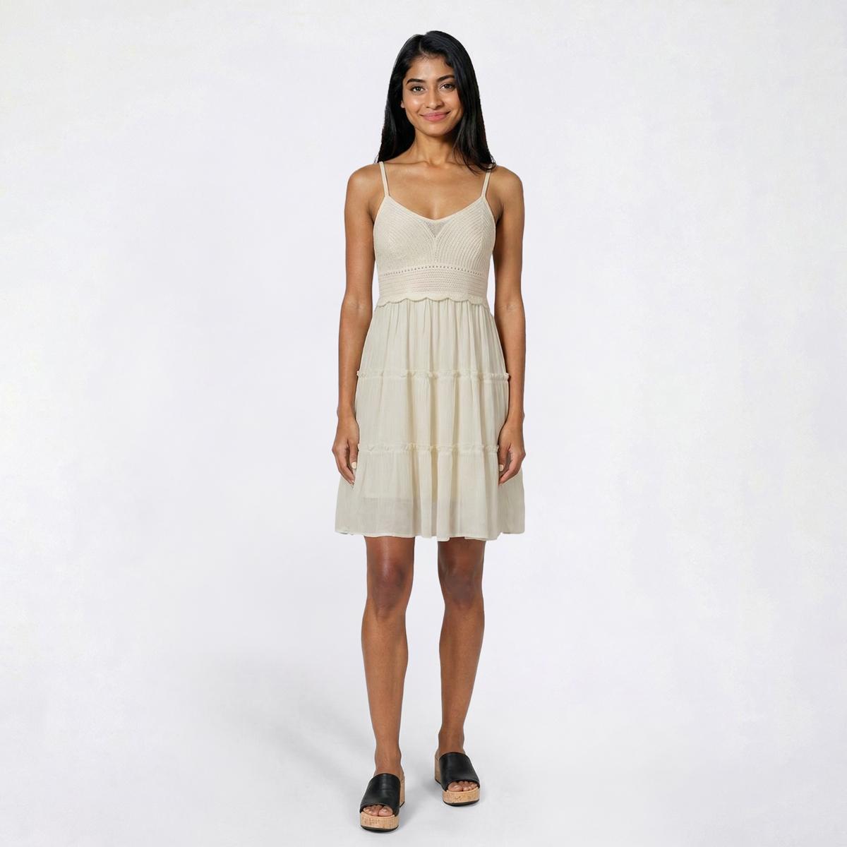 Click here for Juniors No Comment Crochet Bodice Smock Back Tier... prices