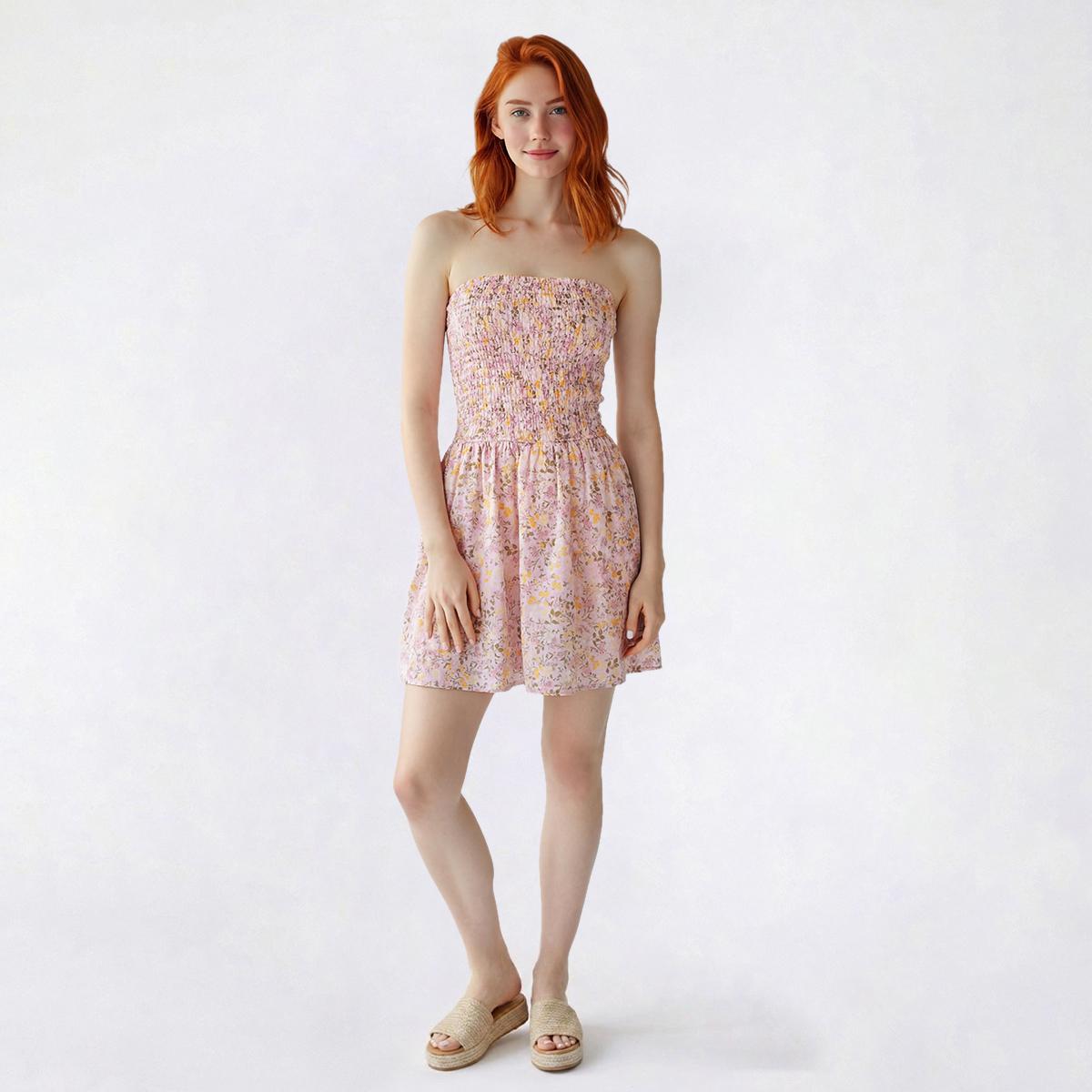 Click here for Juniors No Comment Drop Waist Floral Smock Romper prices