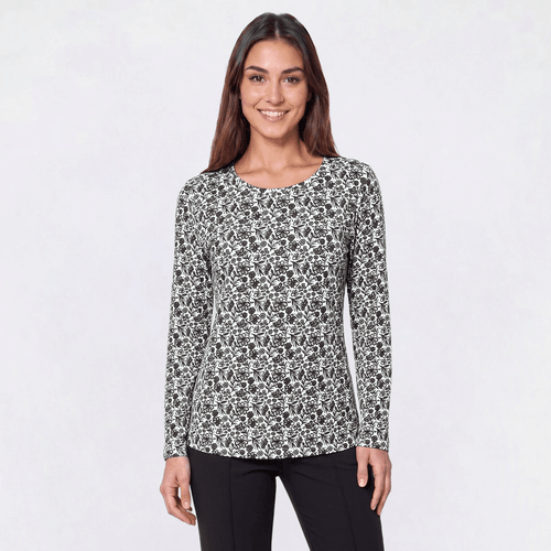 Click here for Petite Preswick & Moore(R) Long Sleeve Floral Leaf... prices