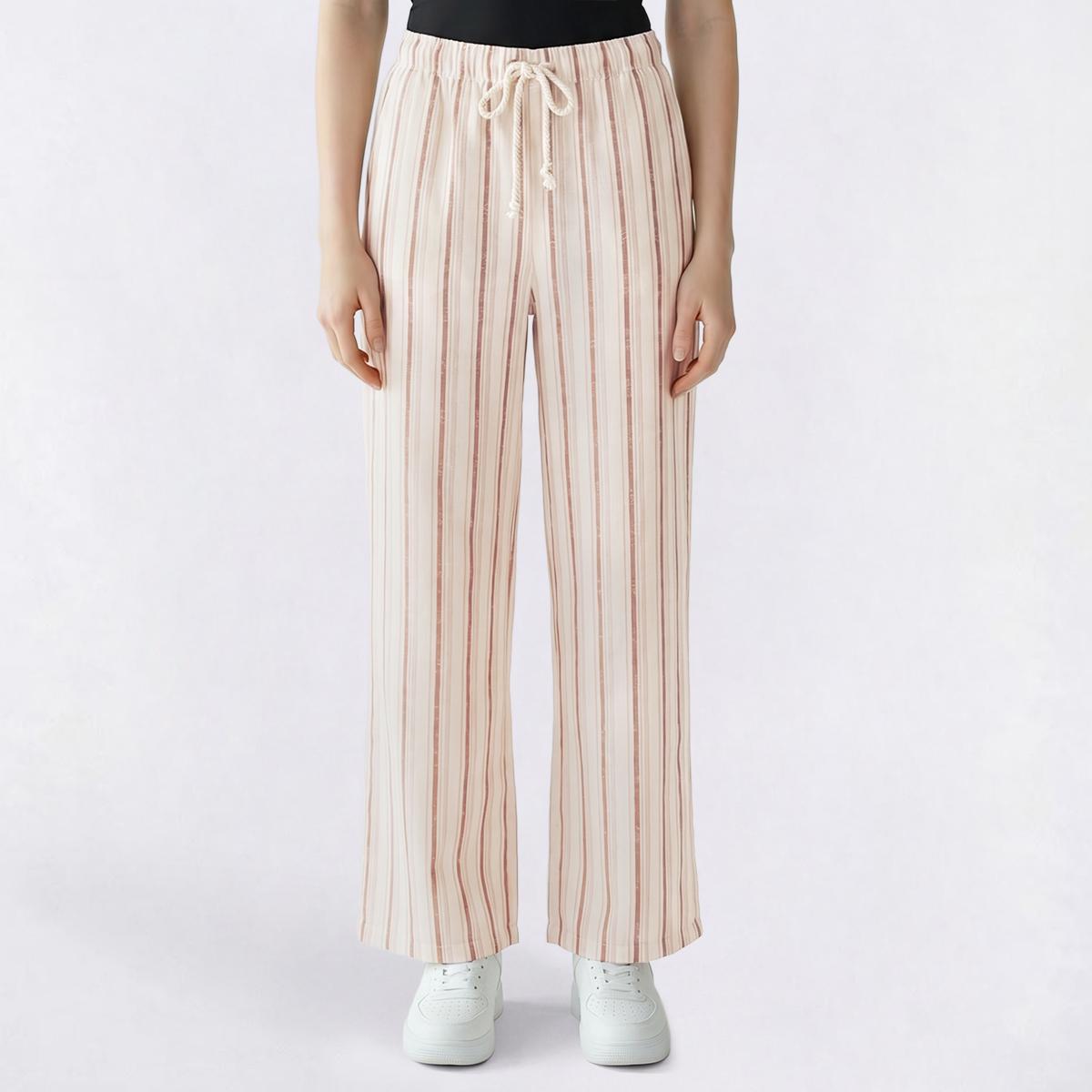Click here for Juniors No Comment Stripe Linen Flyaway Pants - Pi... prices