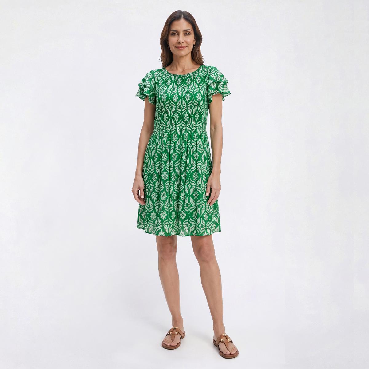 Click here for Womens Ninety Clothing Flutter Sleeve Geometric Sh... prices