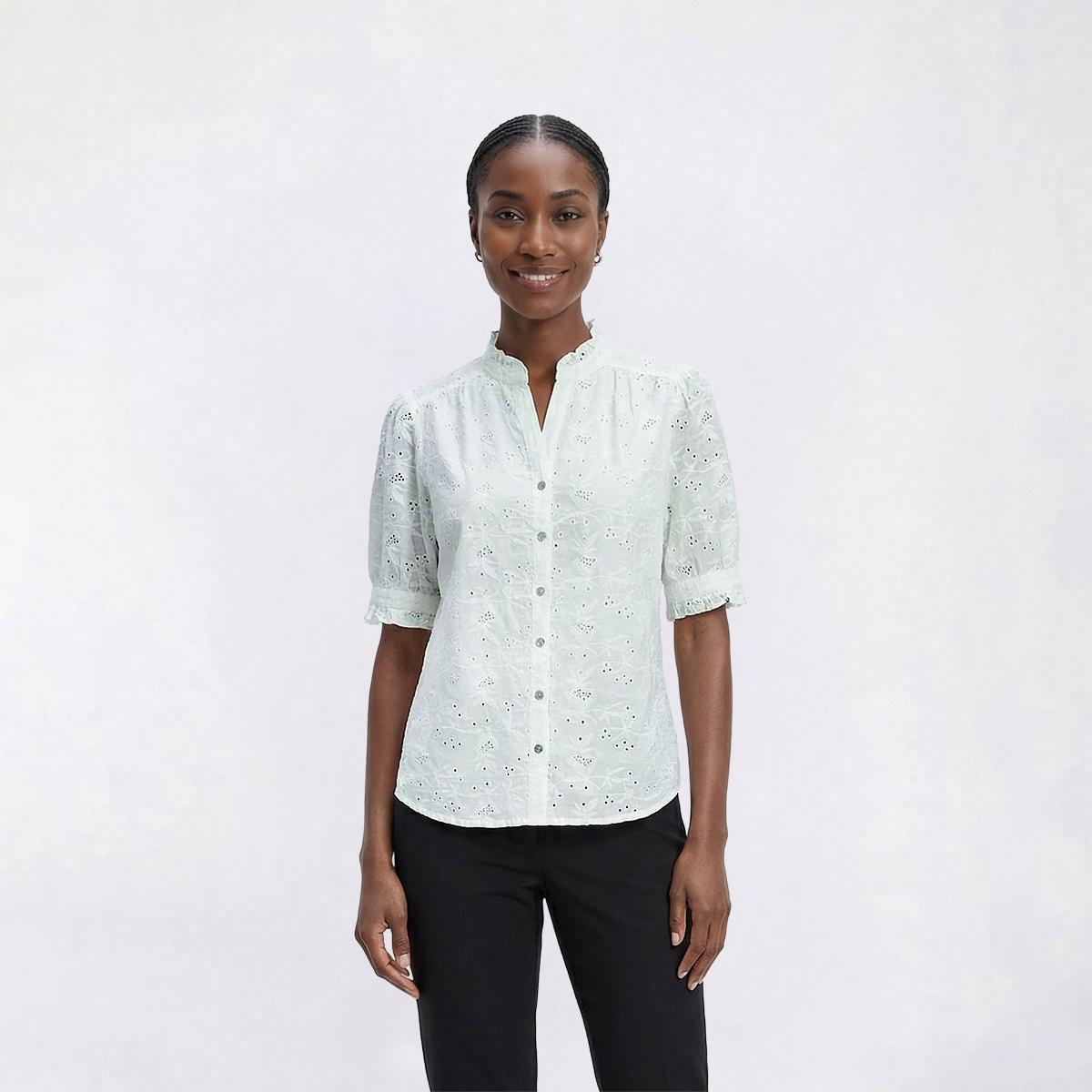 Click here for Womens Nicole Miller Elbow Sleeve Button Front Eye... prices