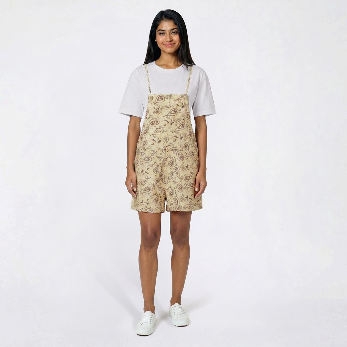 Click here for Juniors No Comment Linen Like Paisley Cuff Romper prices