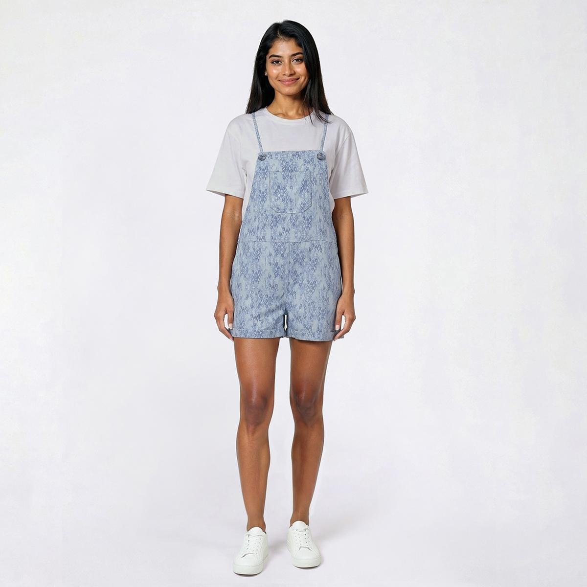 Click here for Juniors No Comment Linen Like Ikat Cuff Romper prices