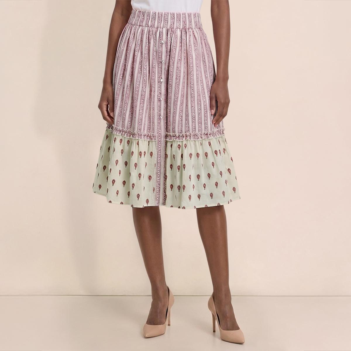 Click here for Womens MNK Stripe Ditsy Floral Midi Skirt prices