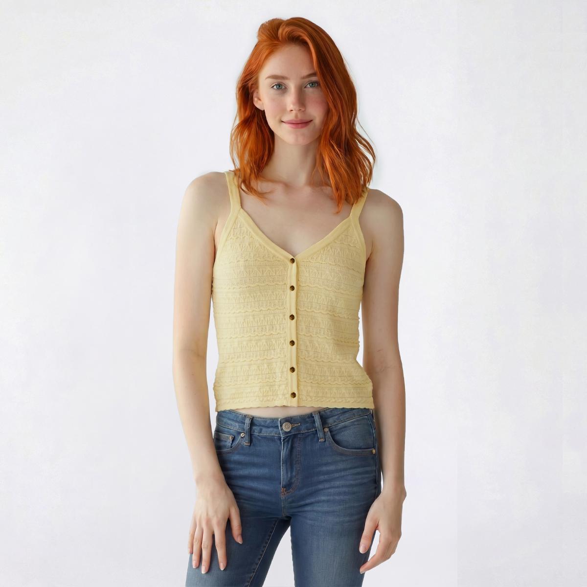 Click here for Juniors Pink Rose V-Neck Pointelle Button Down Swe... prices