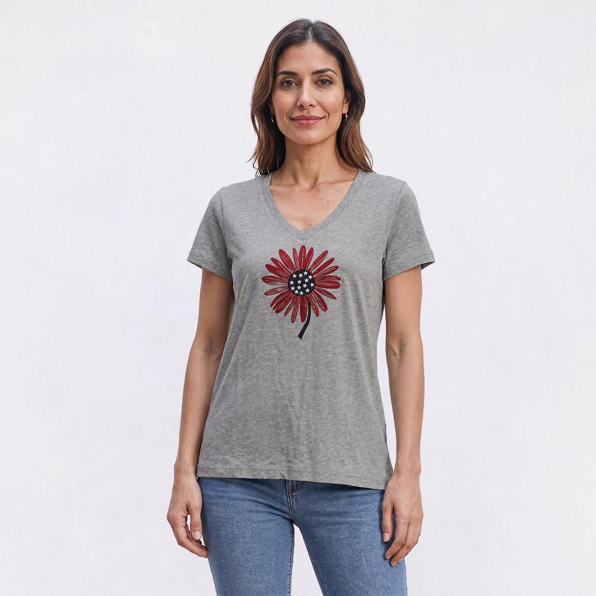 Click here for Womens Mountain Ridge Americana Sunflower V Neck G... prices
