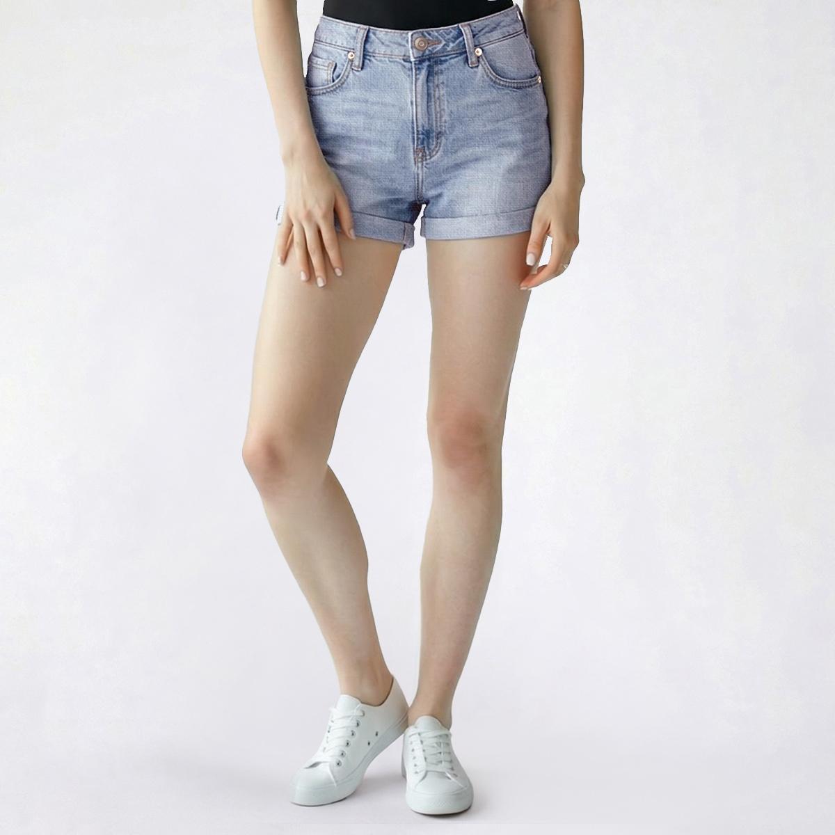Click here for Juniors Celebrity Pink Mid Rise Flip Fray Shorts prices
