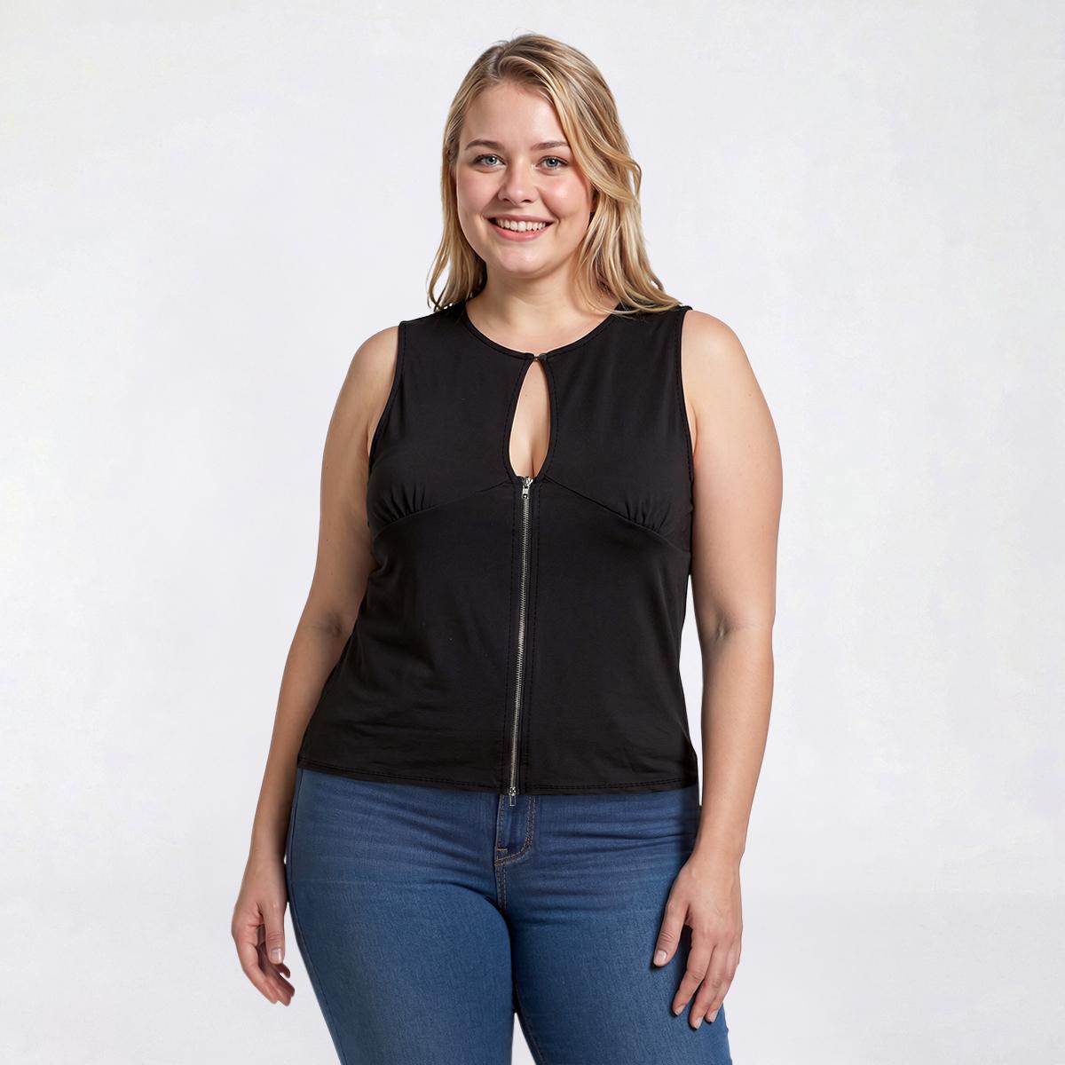 Click here for Juniors Plus Eye Candy Crew Neck Zip Front Tank To... prices