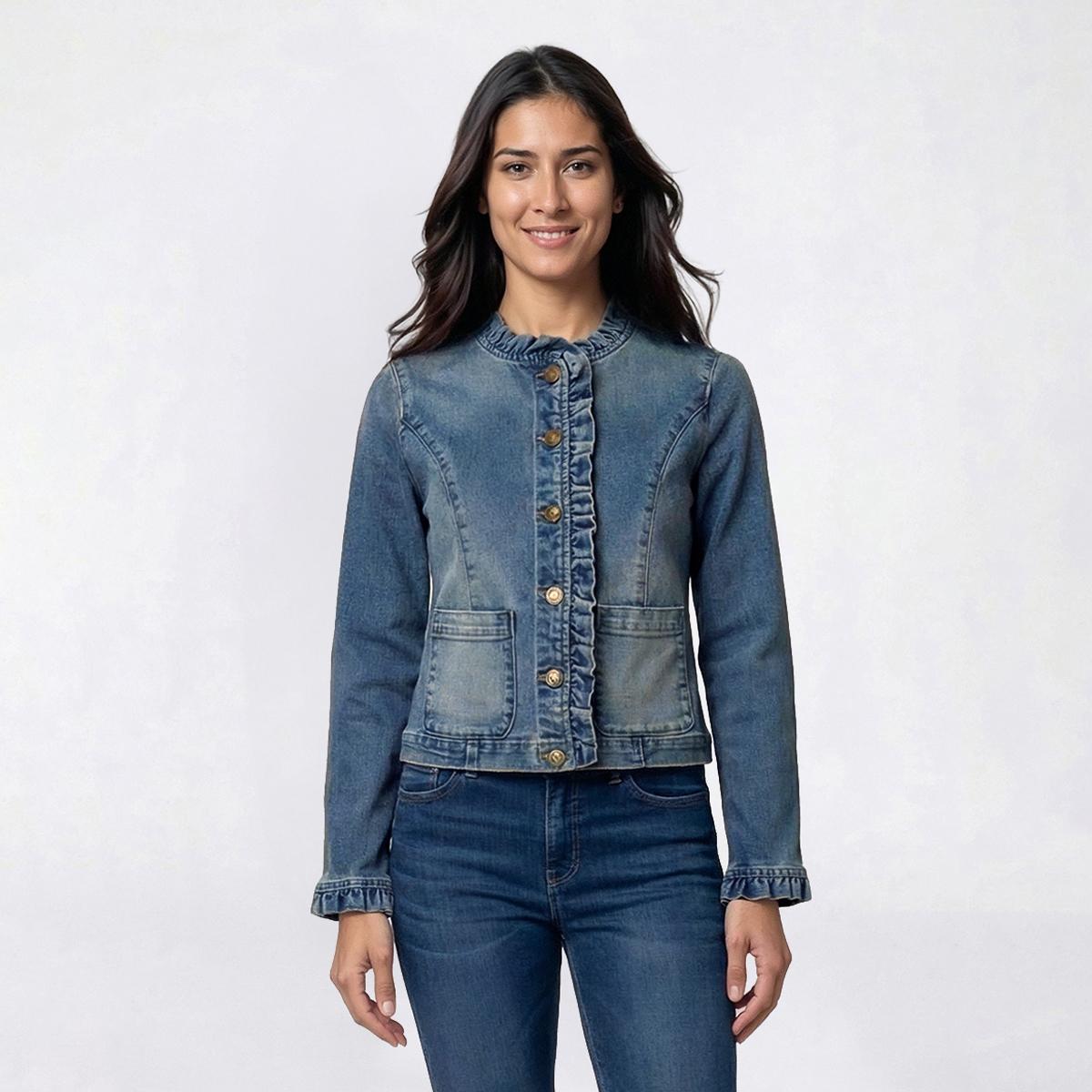 Click here for Womens Draper James Ruffle Denim Jacket prices