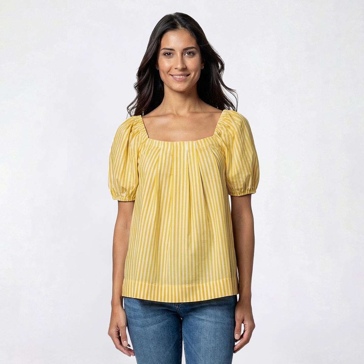 Click here for Womens Draper James Short Puff Sleeve Yarn Dye Str... prices