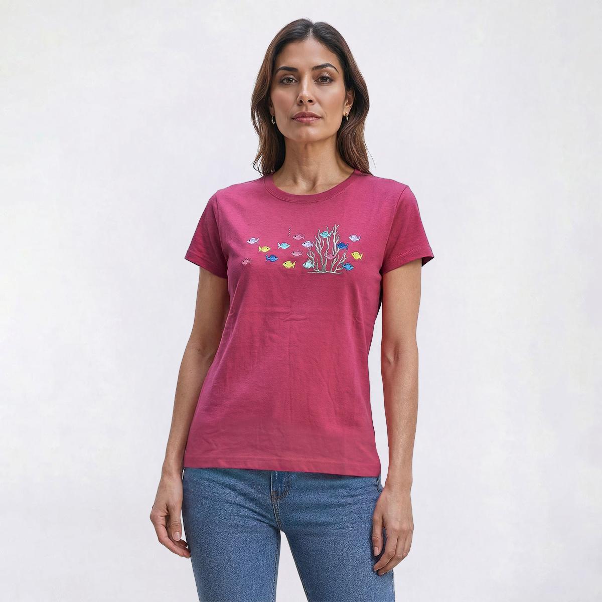 Click here for Womens Top Stitch By Morning Sun Fish Fun Tee prices