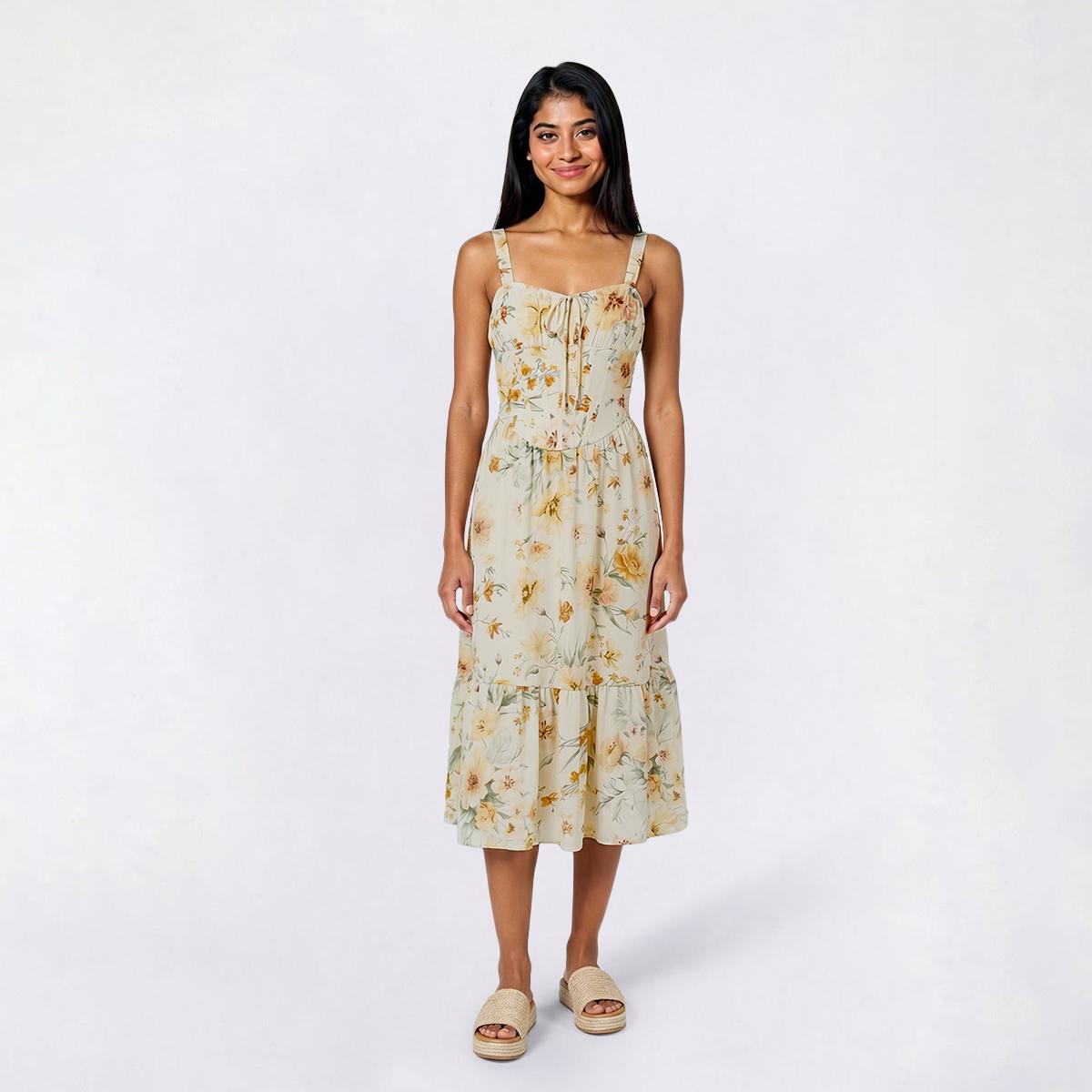 Click here for Juniors A.Byer Floral Wide Stripe Midi Dress prices