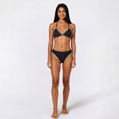 Click here for Juniors Mykonos Blue 2pc. Lettuce Edge Black Swim... prices