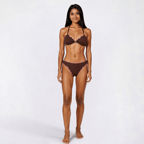 Click here for Juniors Mykonos Blue 2pc. Lettuce Edge Brown Swim... prices
