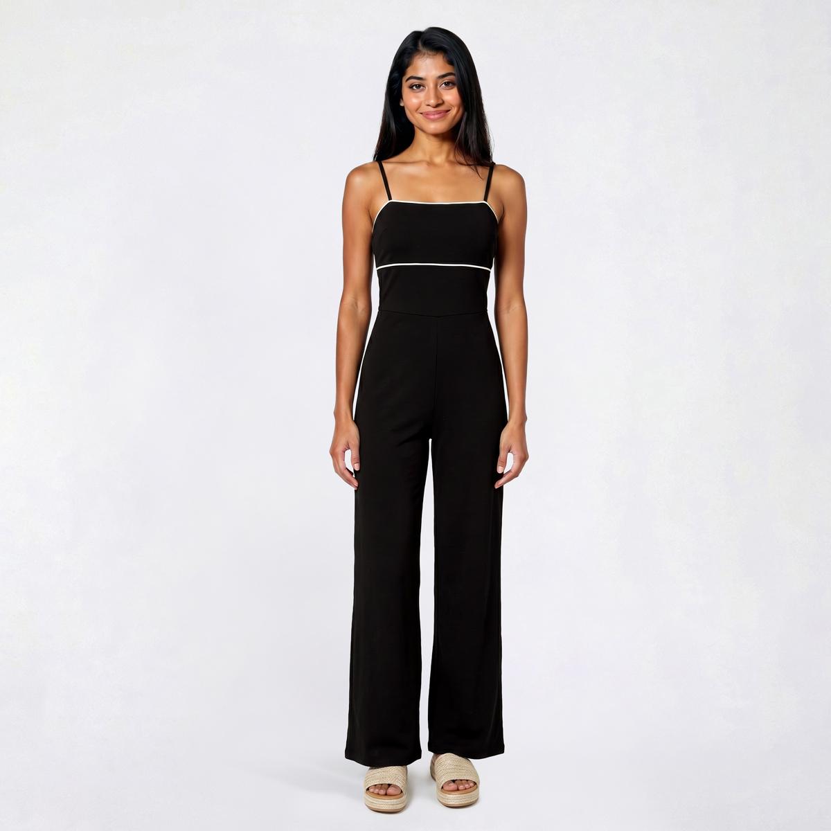 Click here for Juniors Madden Girl Knit Dobby Piped Trim Jumpsuit prices