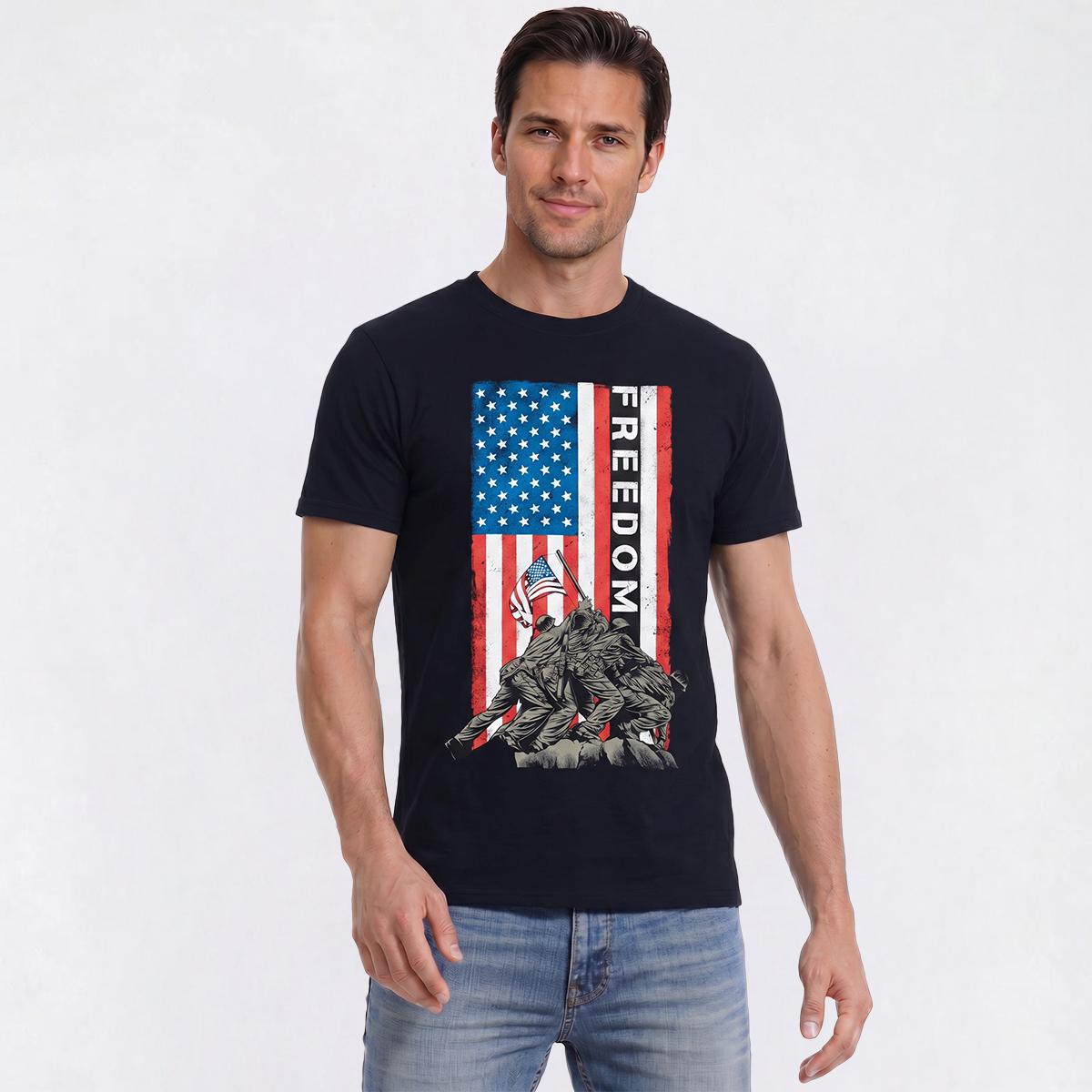 Click here for Mens Home of the Brave For Freedom Graphic Tee prices