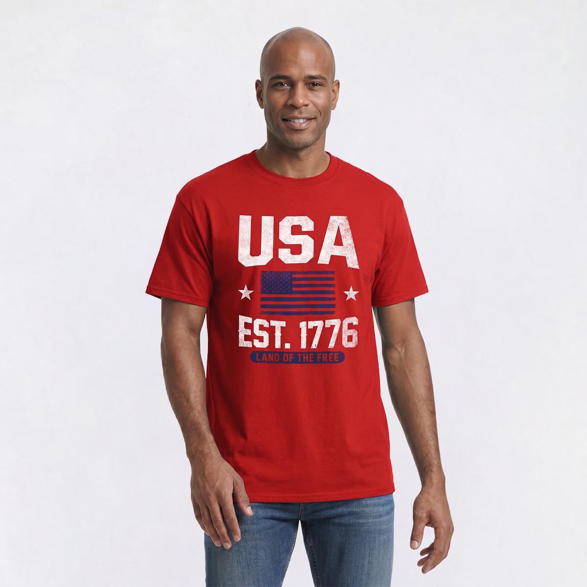 Click here for Mens Home of the Brave Est 1776 Graphic Tee prices