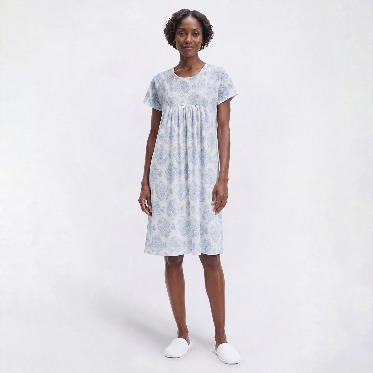 Click here for Womens Elizabeth & Nicole Floral Lace Trim Nightgo... prices