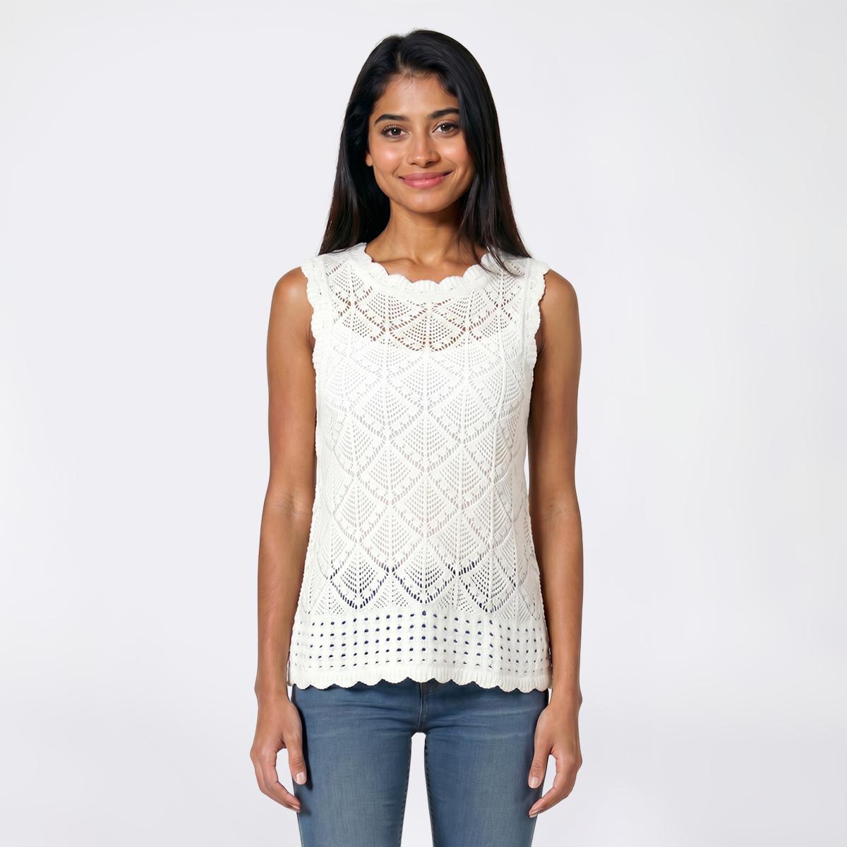 Click here for Juniors A. Byer Crochet Sleeveless Pullover Sweate... prices