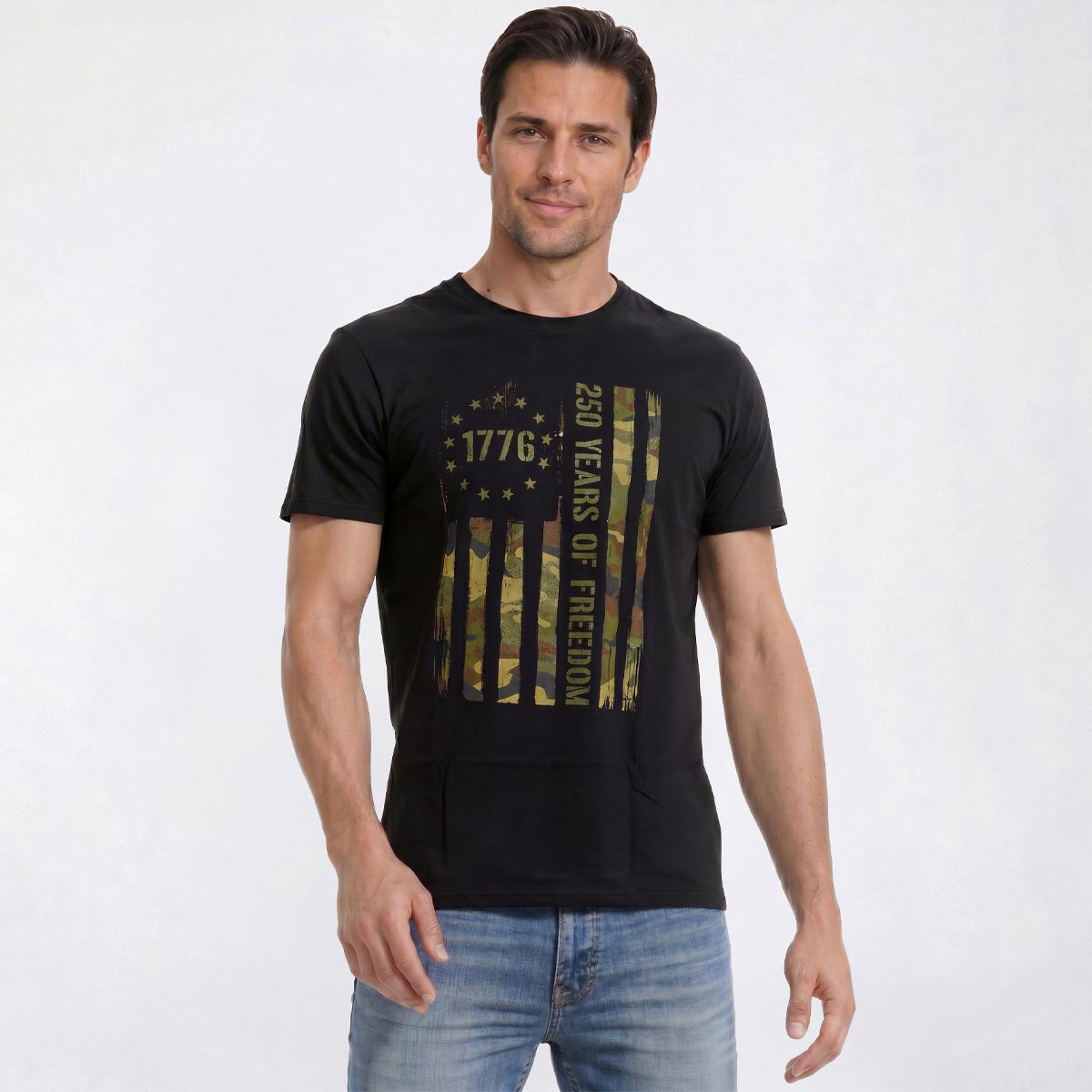 Click here for Mens Home of the Brave 250 Years Camo Flag Graphic... prices