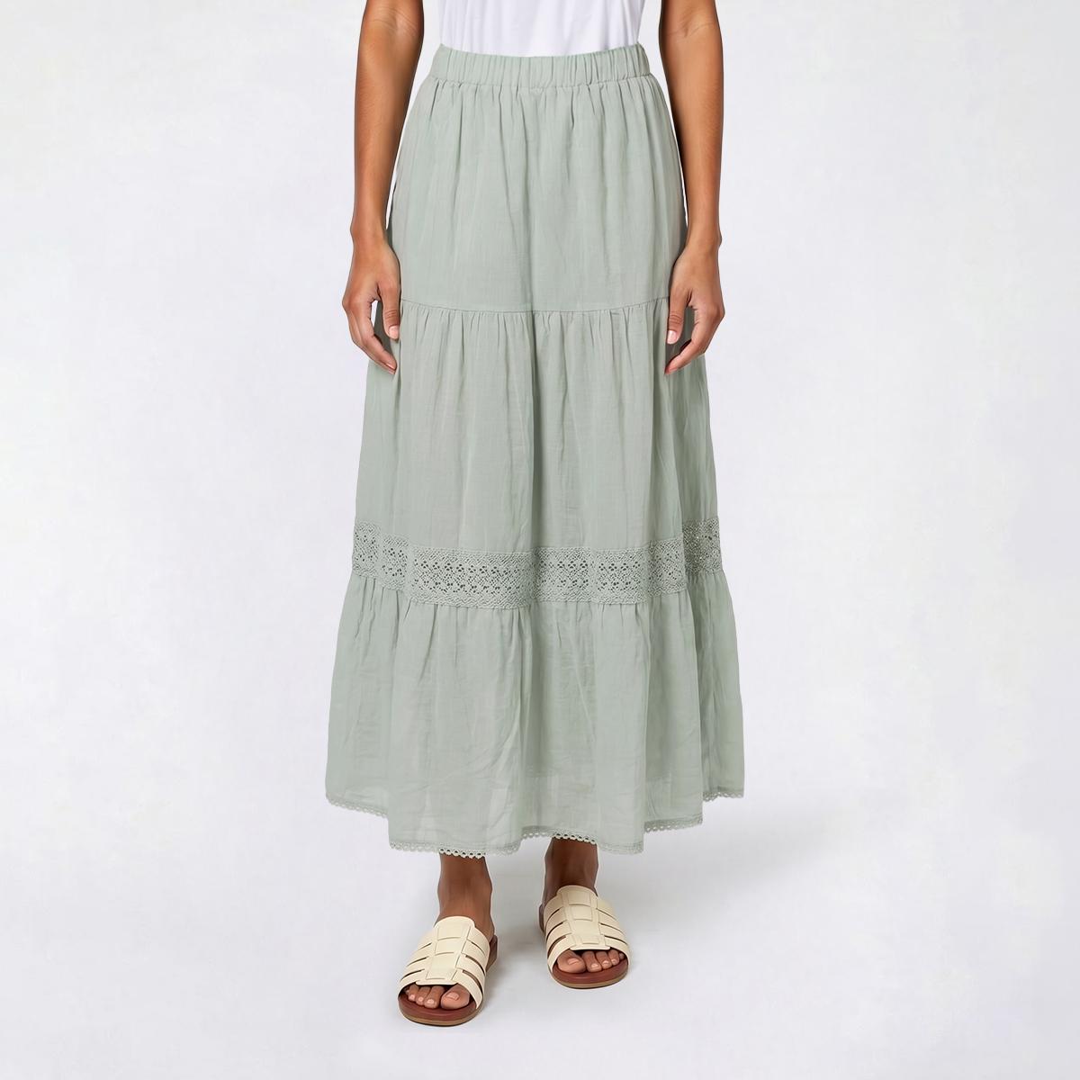 Click here for Juniors Wallflower Gauze Lace Trim Maxi Skirt prices