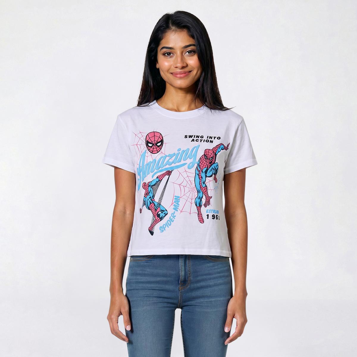 Click here for Juniors Freeze Spiderman Skimmer Puff Screen Tee prices