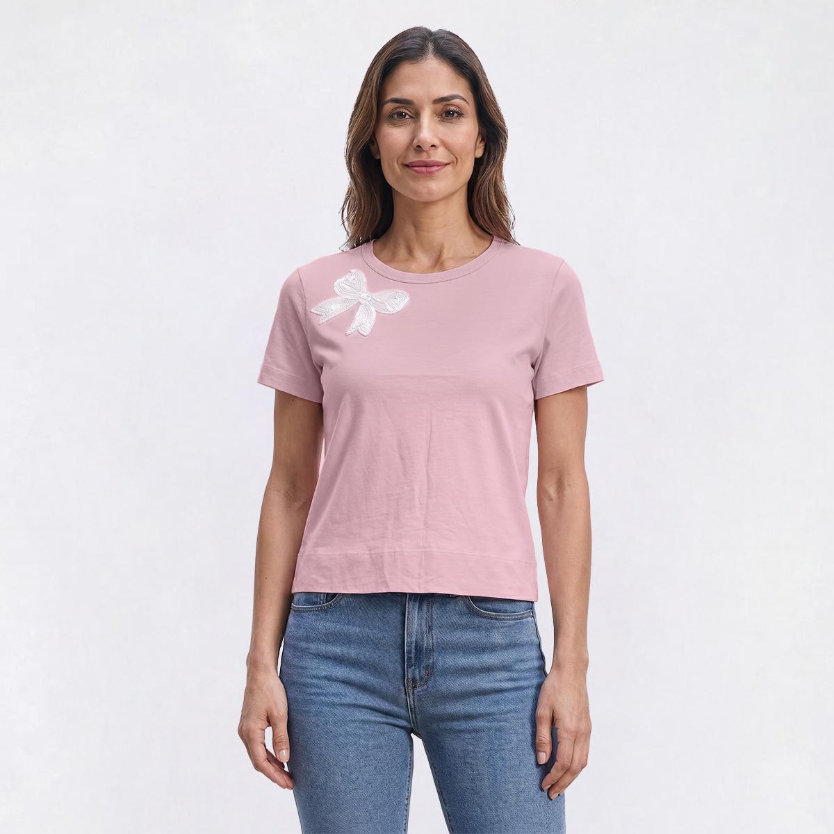Click here for Womens Bare Your Soul By Sweet Soul Beaded Bow Tee prices