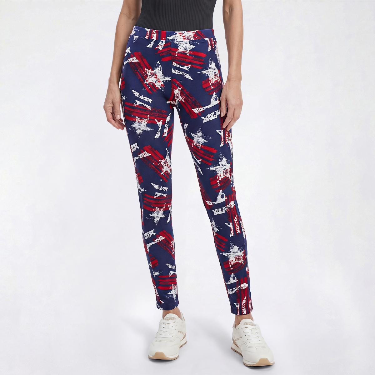 Click here for Womens Runway Ready Stripe Star Side Pocket Leggin... prices