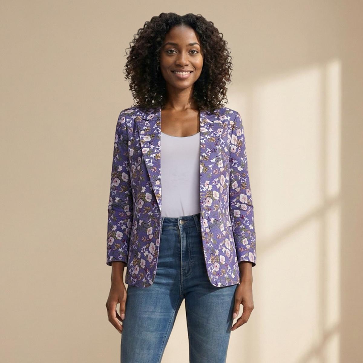 Click here for Womens Nicole Miller Long Sleeve One Button Ditsy... prices