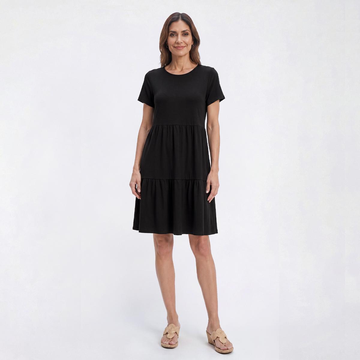 Click here for Petite Architect(R) Short Sleeve Solid Tiered A-Li... prices