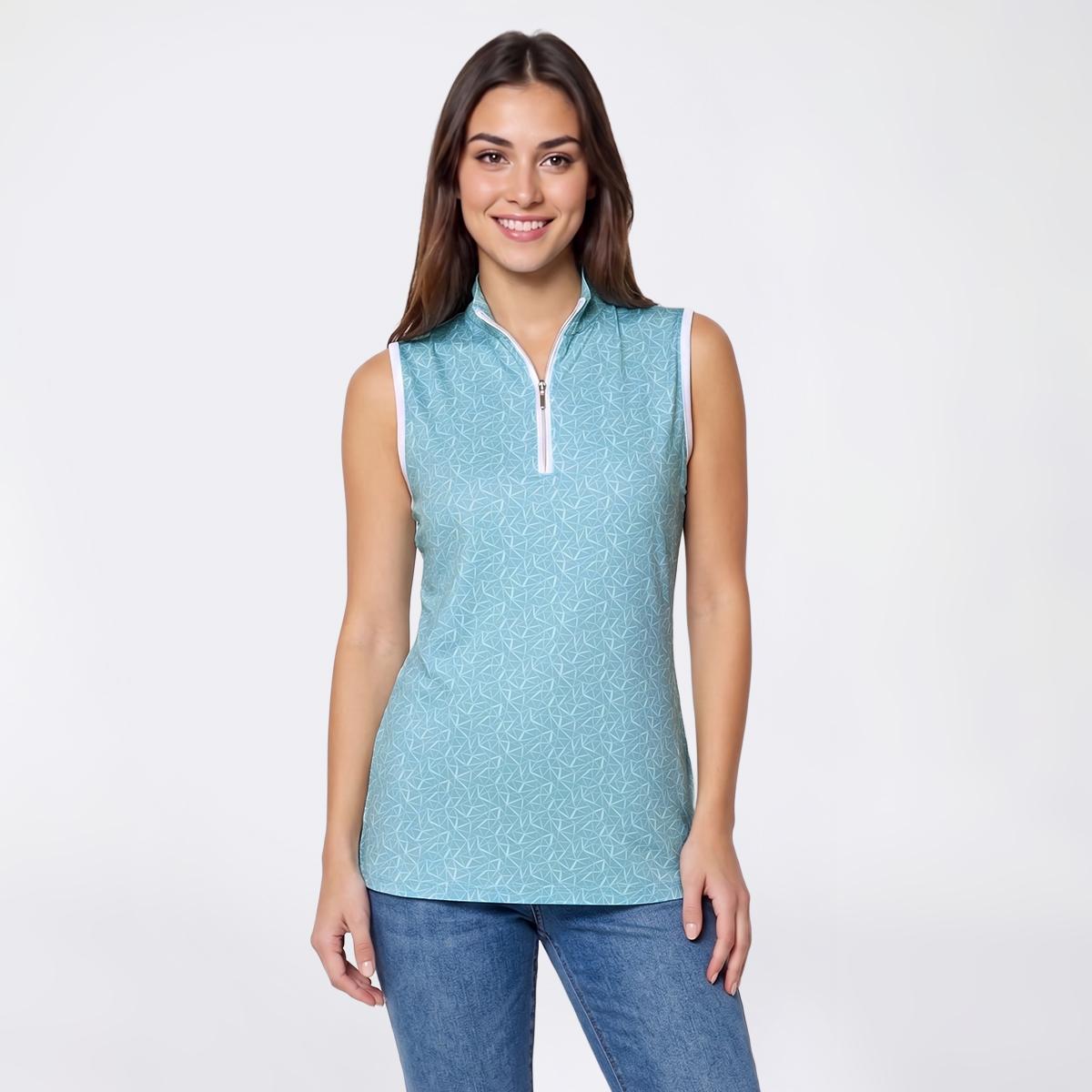 Click here for Womens Court Haley Sleeveless Zip Front Web Abstra... prices