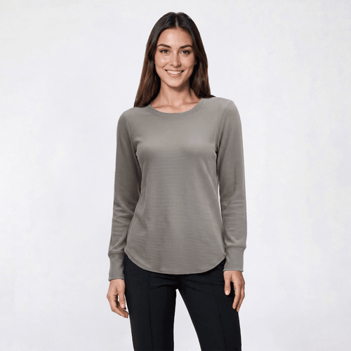 Click here for Petite Architect(R) Long Sleeve Solid Round Neck T... prices