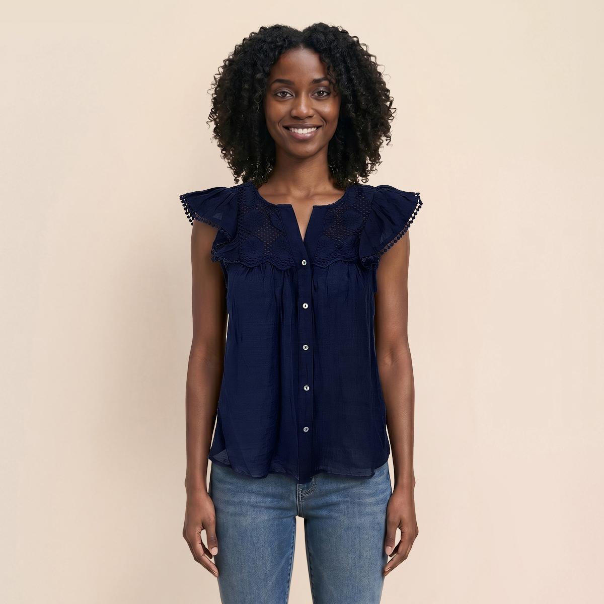 Click here for Womens Nanette Lepore Cap Sleeve Bobble Trim Butto... prices