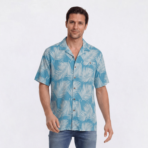 Click here for Mens Campia Short Sleeve Rayon Button Down Leaf Sh... prices