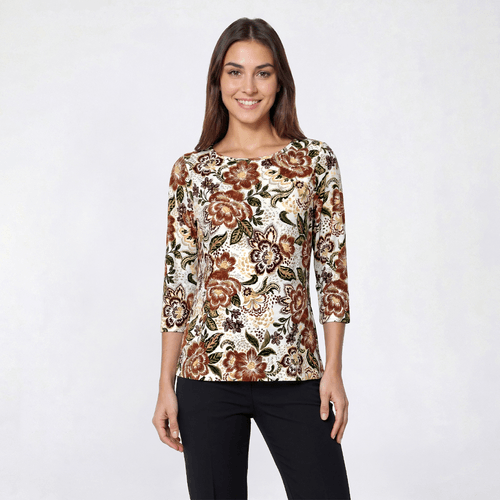 Click here for Petite Emily Daniels 3/4 Sleeve Textured Floral Le... prices