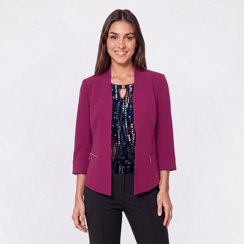 Click here for Womens Kasper Cuff Sleeve Zipper Pocket Blazer prices
