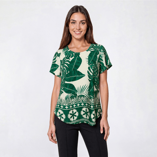 Click here for Womens OneWorld Short Sleeve Leaf Sublimation Tee prices
