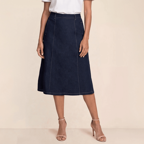 Click here for Womens Nicole Miller Pocket Zip Denim Midi Skirt prices