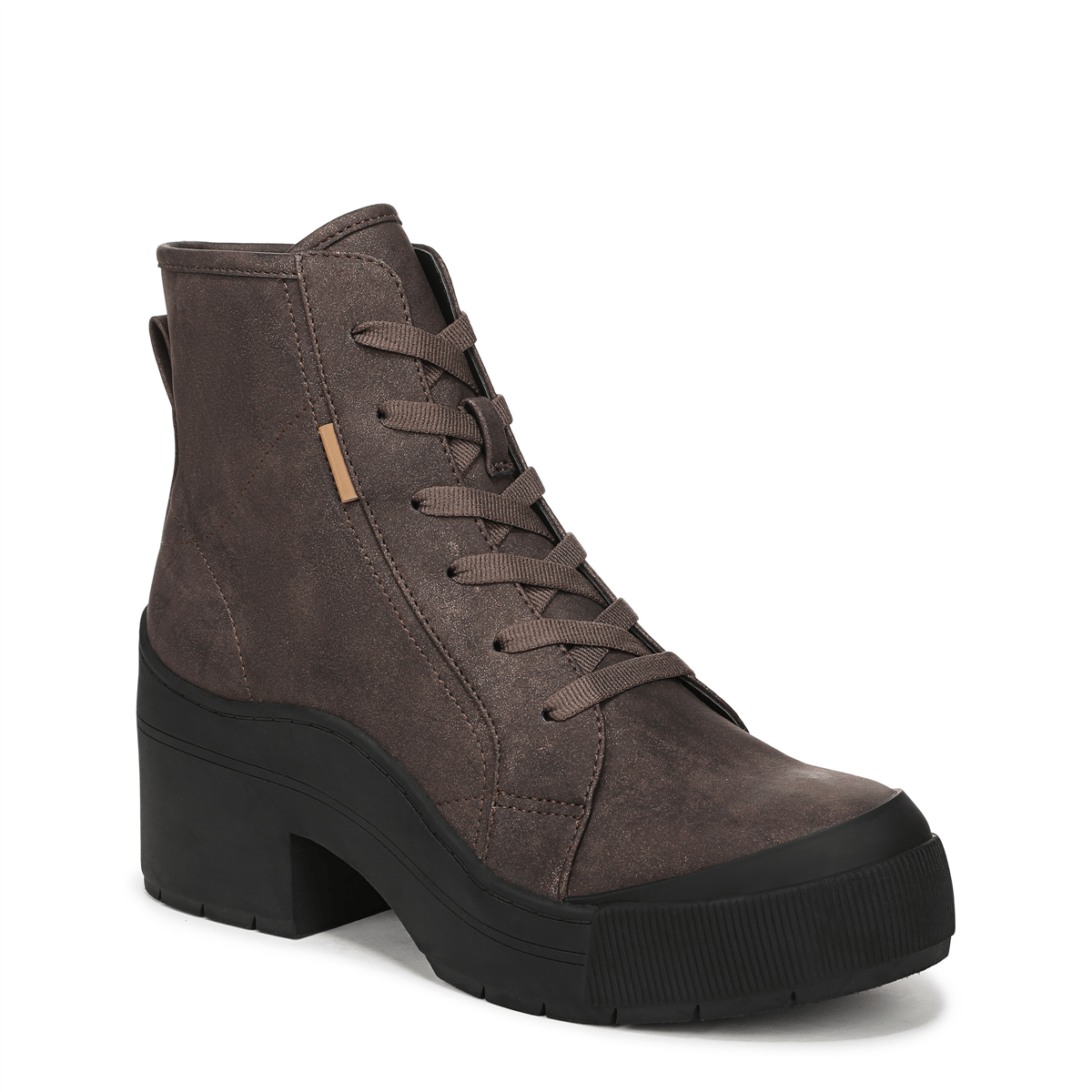 Dr. Scholls Womens Time Off Up Lace Up Platfform Boots - Brown Faux Leather