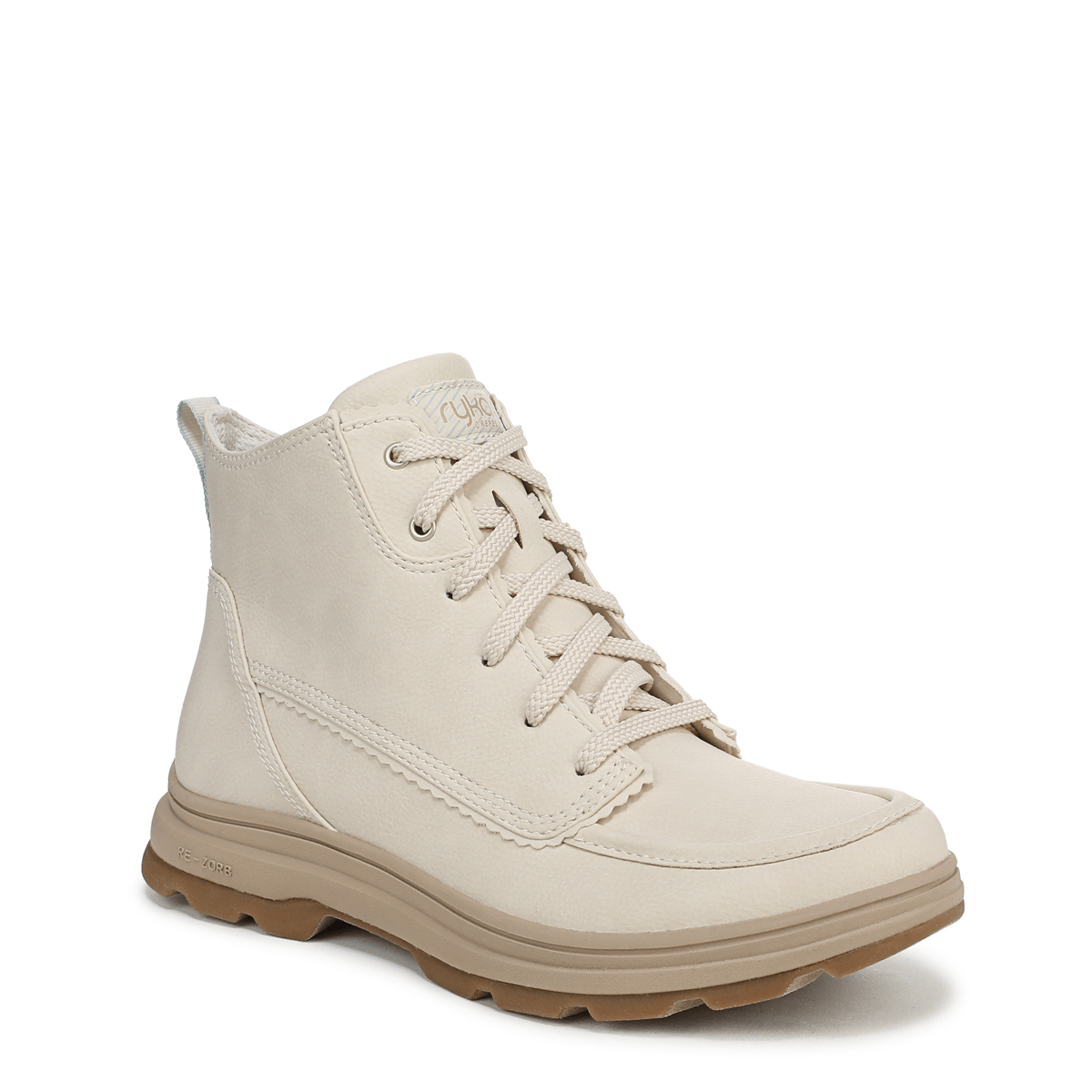 Ryka Womens Belfast Water-Repellent Lace Up Boots - Almond Beige Faux Leather