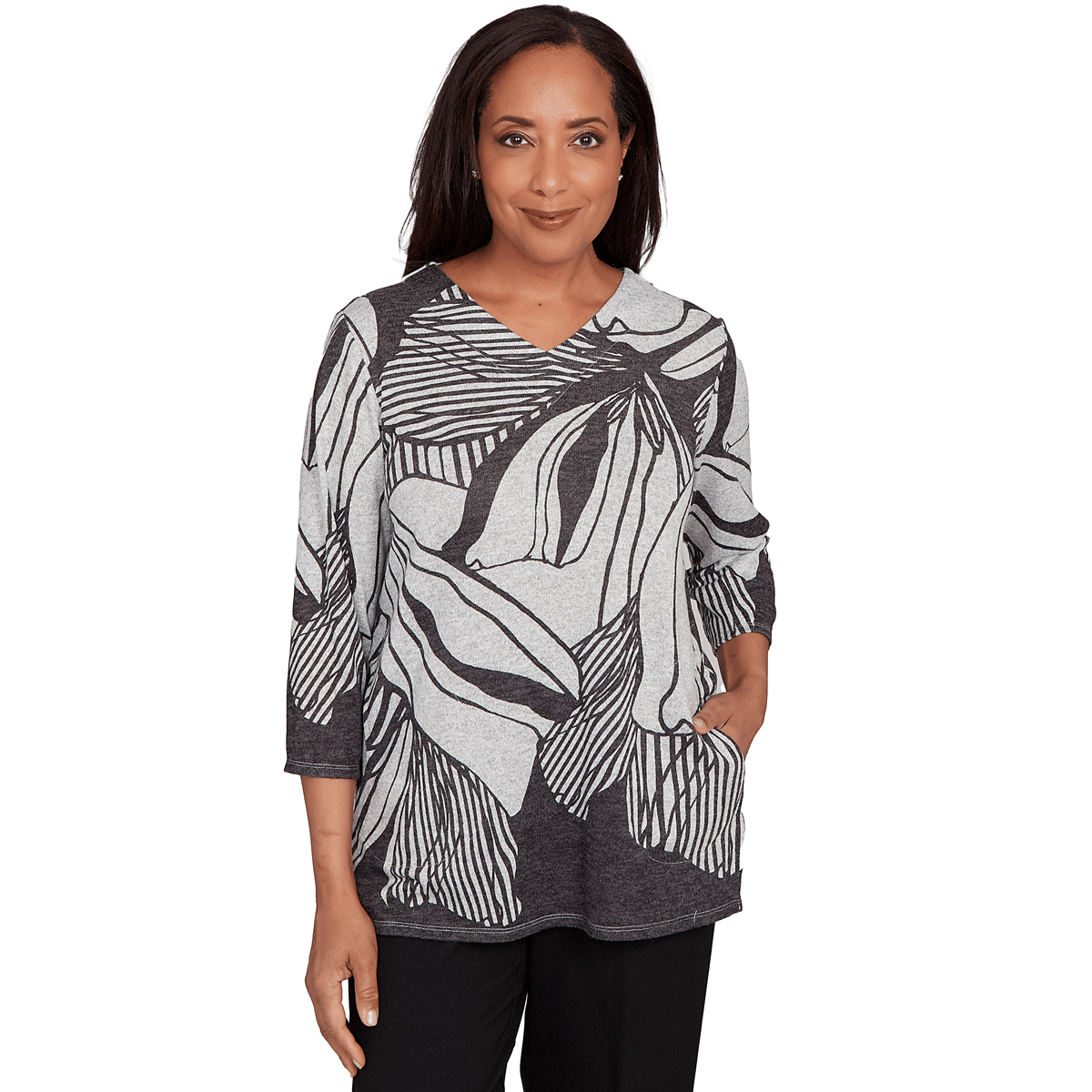 Click here for Womens Alfred Dunner Classics Abstract Floral V Ne... prices
