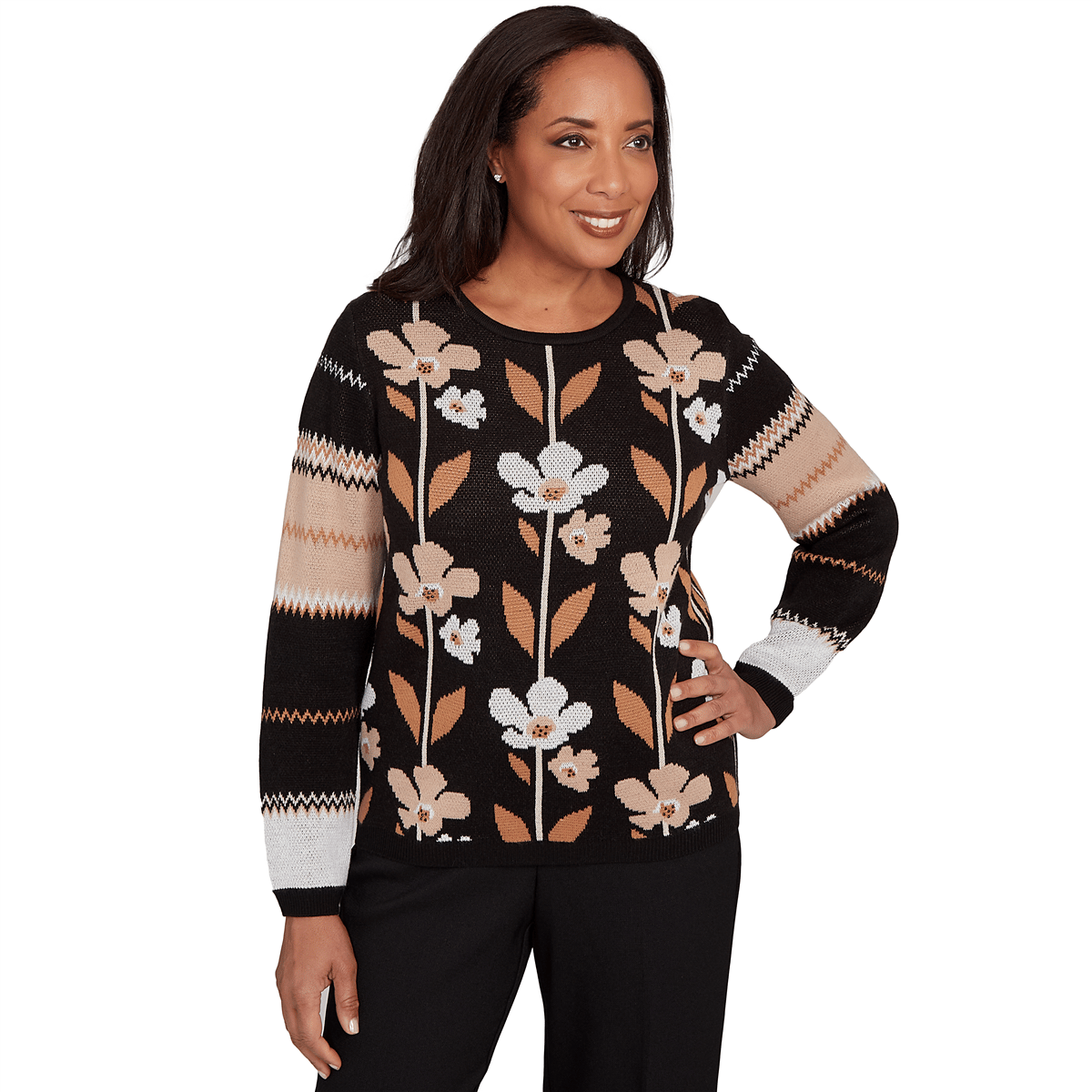 Click here for Womens Alfred Dunner Classics Floral Zig Zag Sweat... prices