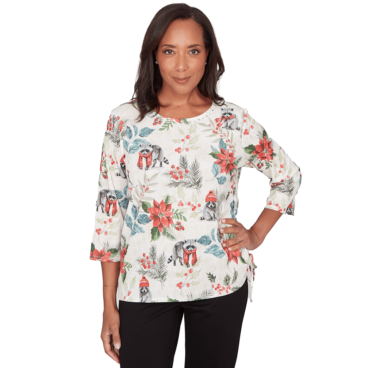 Click here for Womens Alfred Dunner Classics Raccoons & Poinsetti... prices