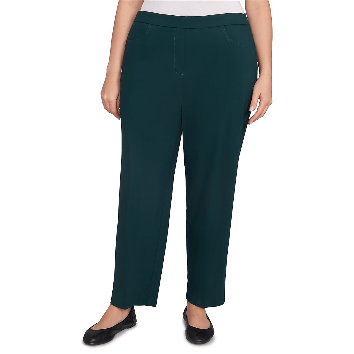 Alfred Dunner Plus Size Classic Allure Fitted Stretch Medium Length Pants - Emerald