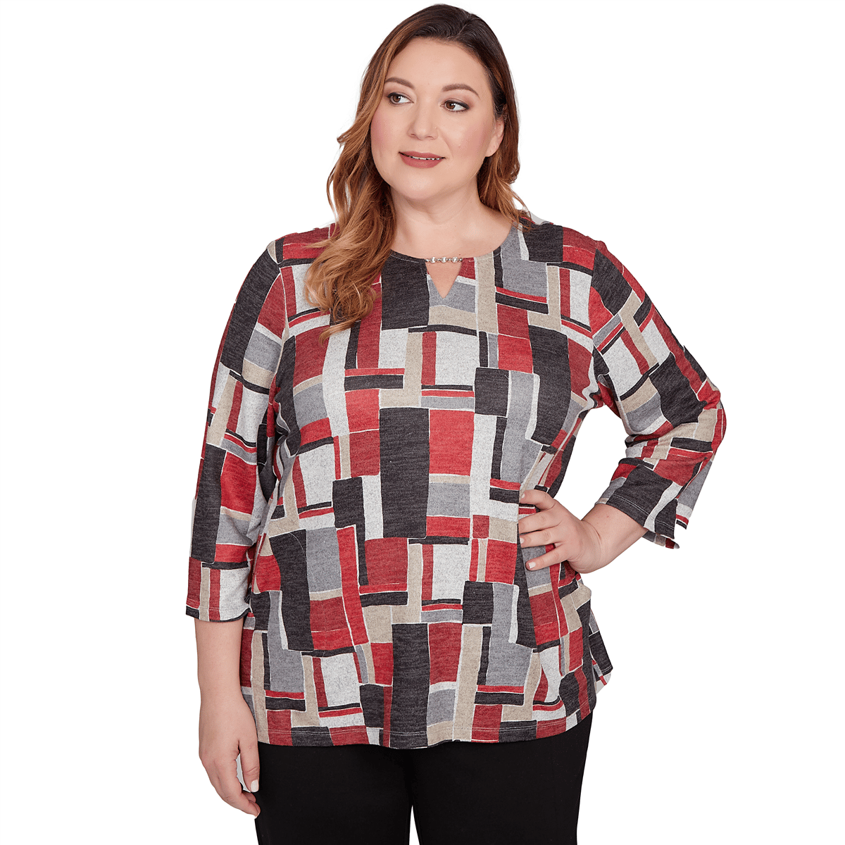 Click here for Plus Size Alfred Dunner Classics Geometric Keyhole... prices